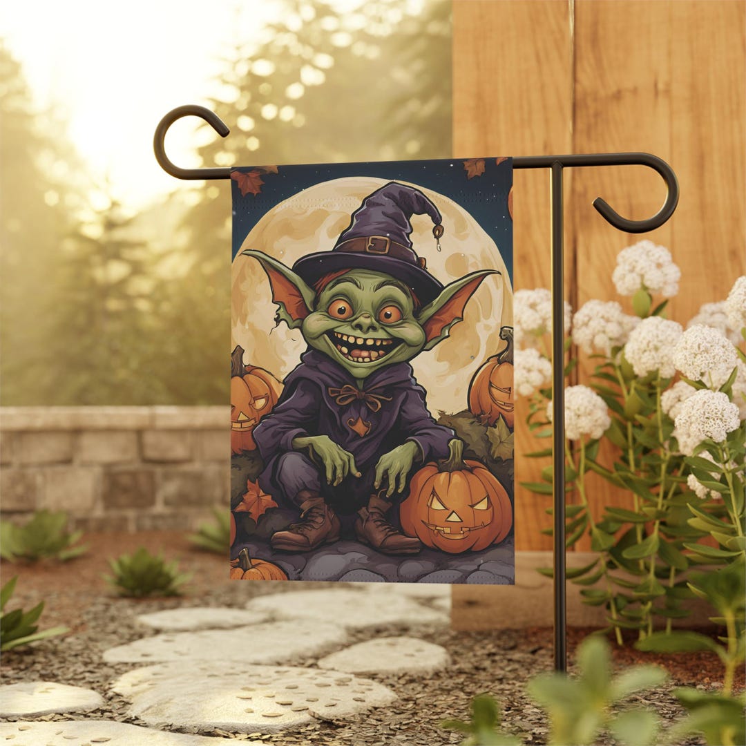 Goblin Garden Flag, Halloween Flag, Halloween Yard Flag, Lawn Sign ...