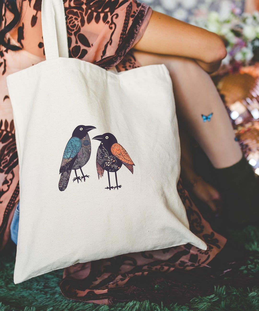 Crow Crows Cotton Canvas Tote Bag, Cotton Bag, Eco Friendly, Canvas ...