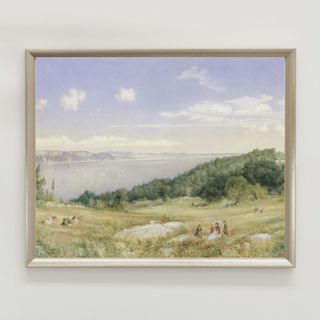 Victorian Coastal Landscape Painting: Antique Summer Seascape Art ...