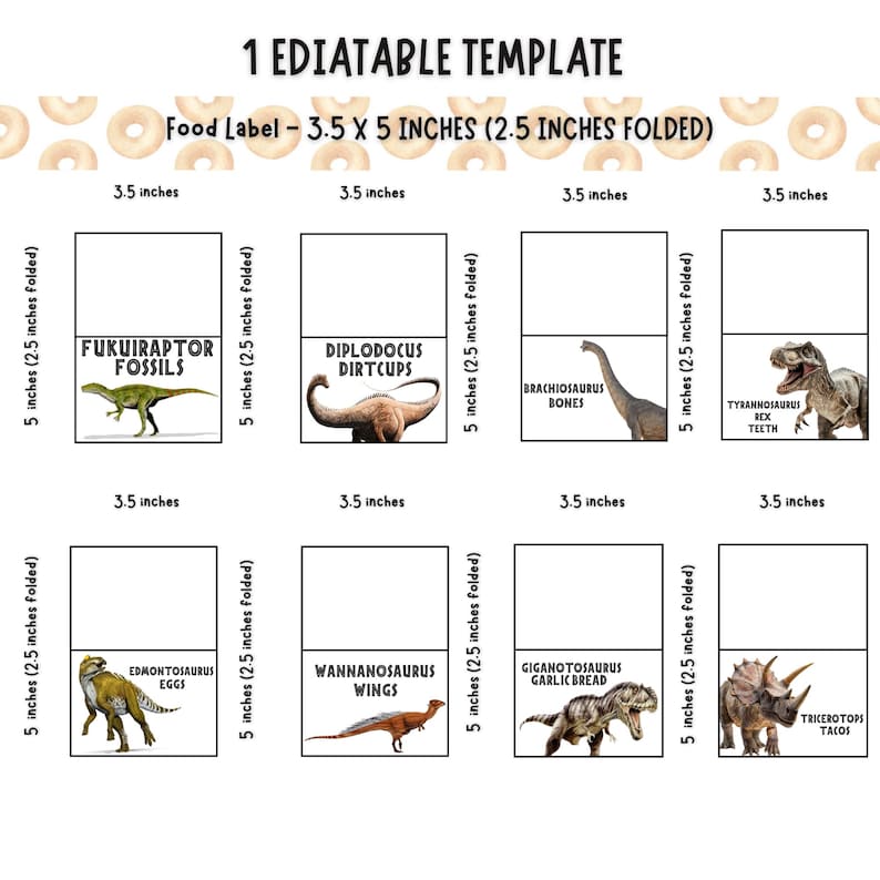 Dinosaur Theme Food Labels - Etsy UK