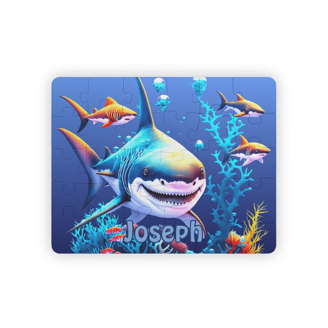Personalized Shark Puzzle, Kids Shark Jigsaw Puzzle, Custom Kids Puzzle ...