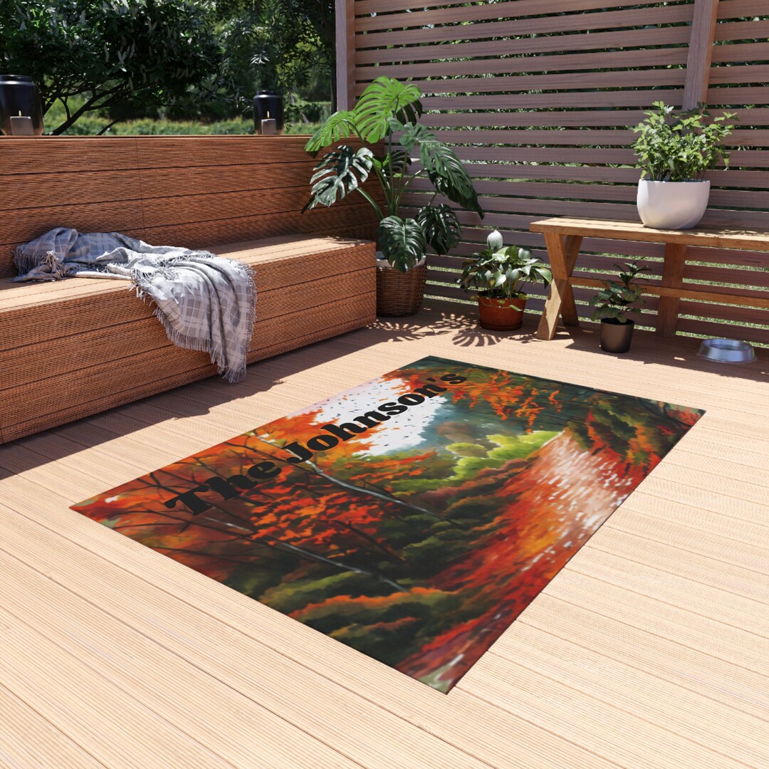 Personalized Outdoor Rug, Fall Outdoor Rug, Forest Outdoor Rug, Custom ...