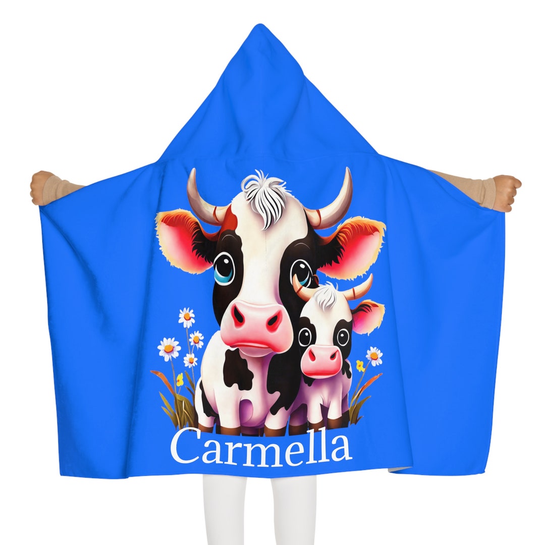 Personalized Cow Hooded Towel, Custom Kids Hooded Towel, Custom Name ...