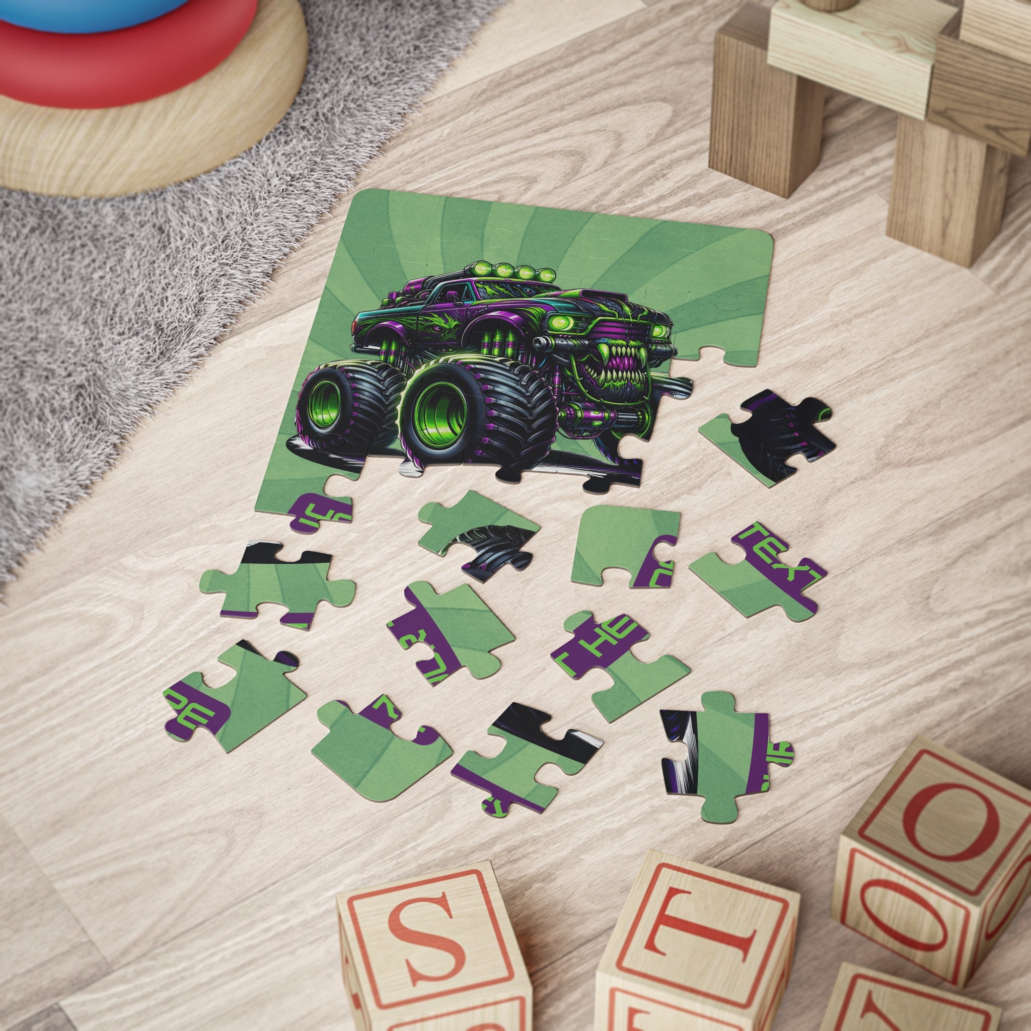 Personalized Kids Puzzle, Monster Car Puzzle, Toddler Car Puzzle ...
