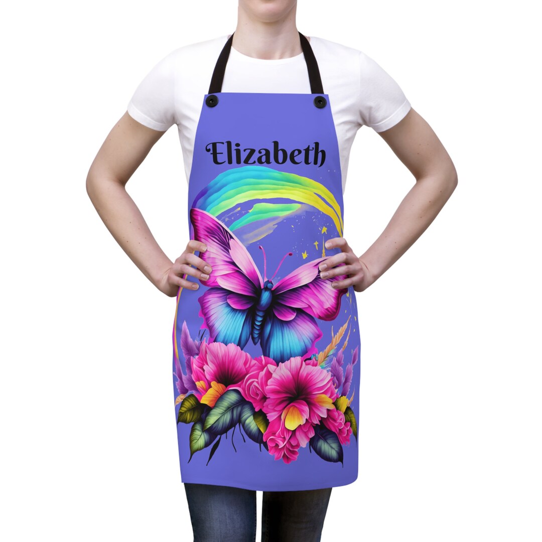 Personalized Apron, Floral Butterfly Apron, Butterfly Lover Gift ...