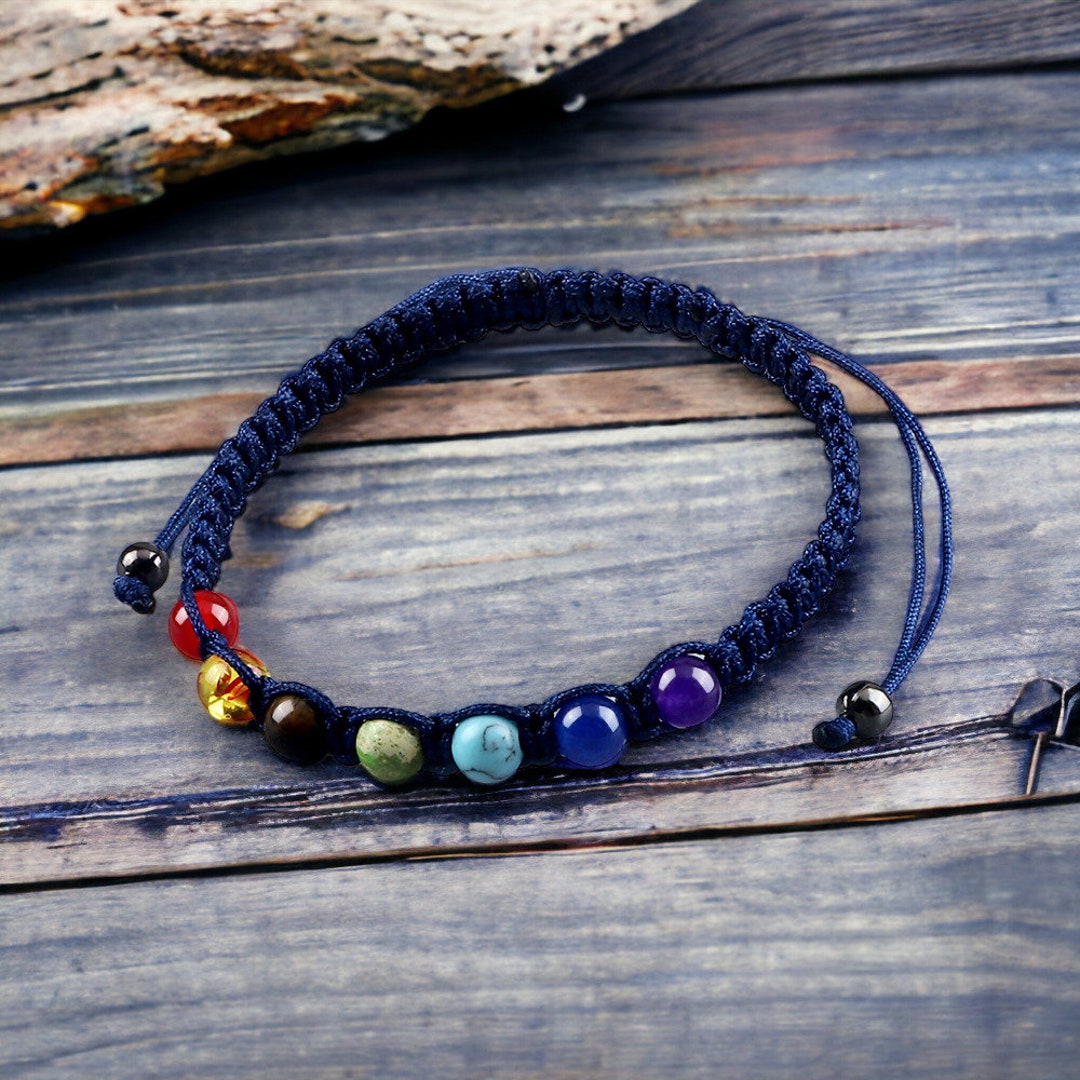 Handmade Tibetan Buddhist Chakra Beads Bracelet, Rope Braided Thread ...