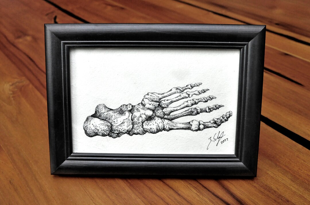 Original Drawing Foot Skeleton - Etsy