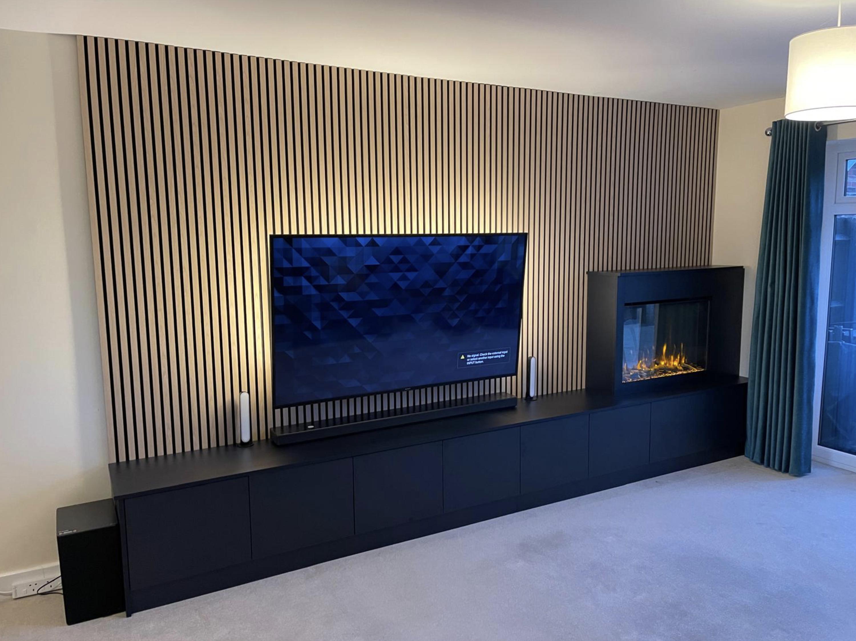Media Wall Package - Acoustic Panels - 4m Wall Units - Electric Fire ...