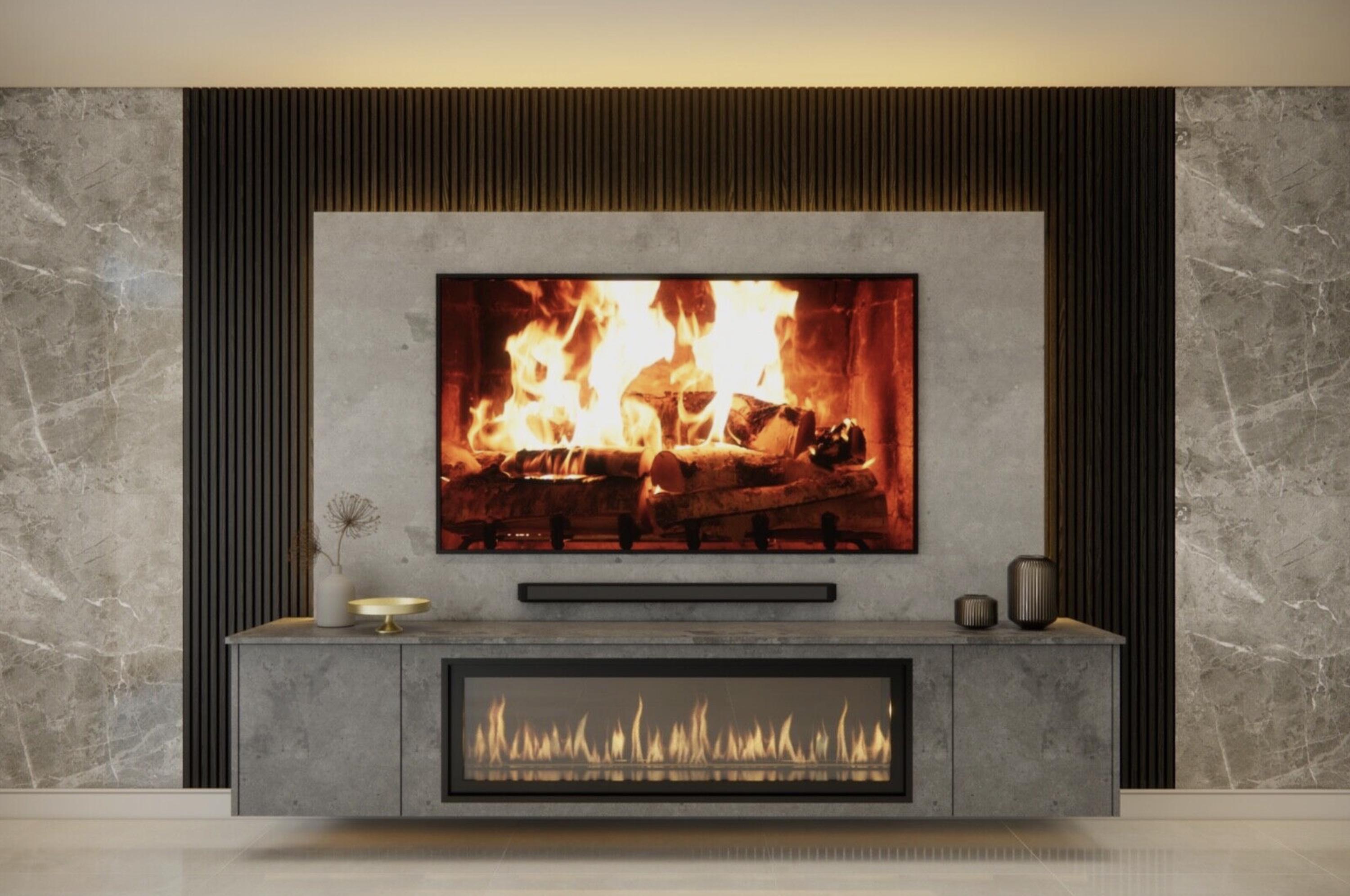 Media Wall Package With 40" Electric Fire - Etsy UK