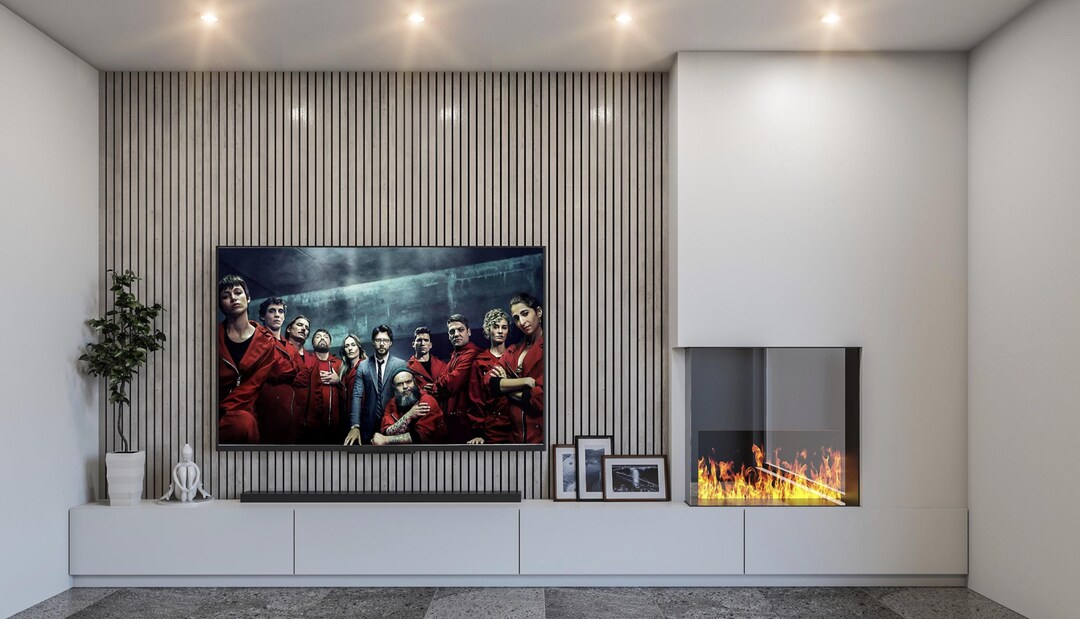 Media Wall Package - Acoustic Panels - 4m Wall Units - Electric Fire ...