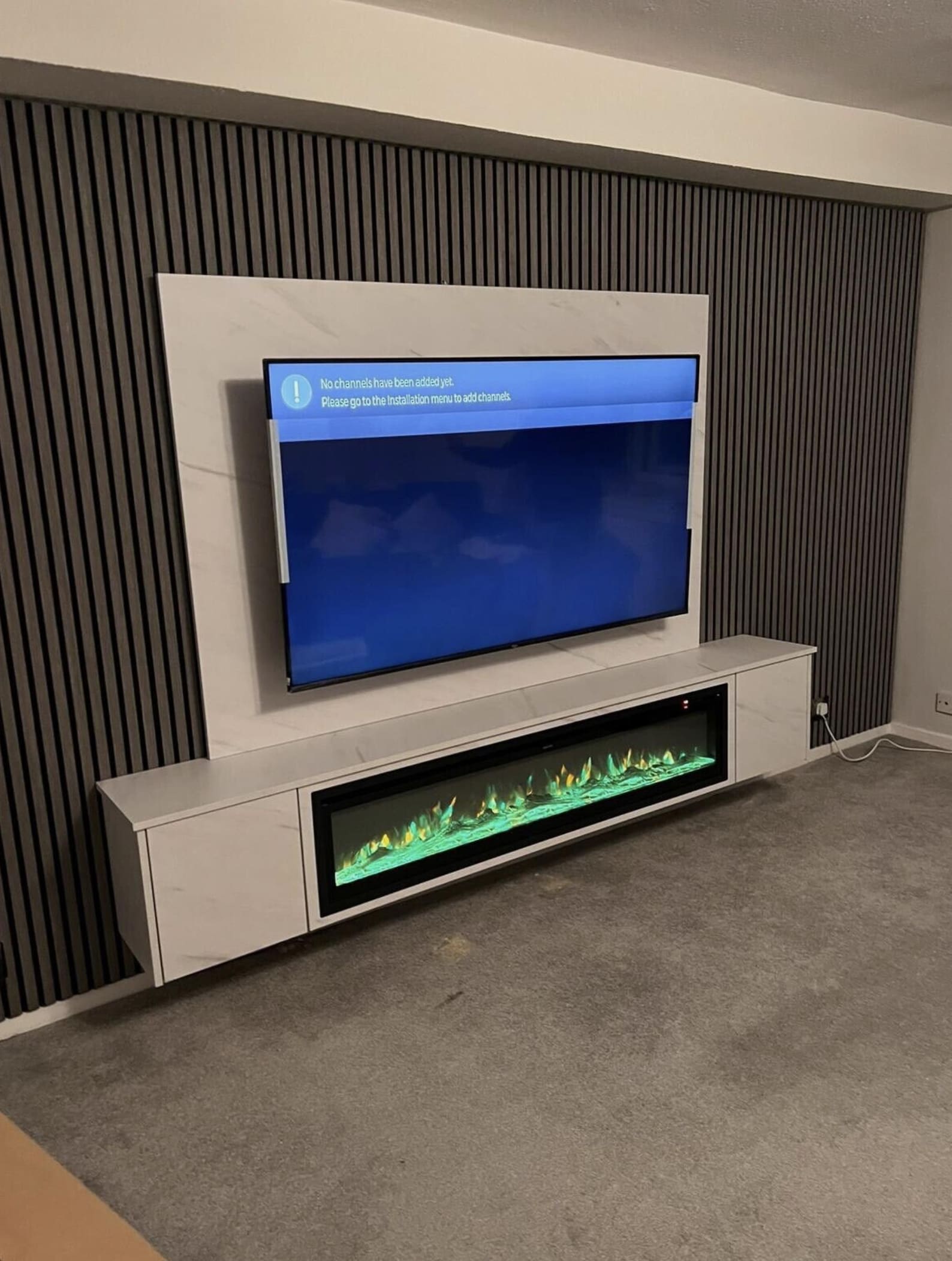Media Wall Package With 60" Electric Fire & Acoustic Panels - Etsy UK