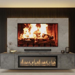 Media Wall Package With 60" Electric Fire & Acoustic Panels - Etsy UK