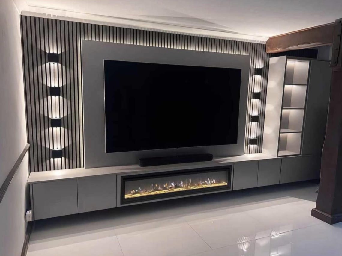 Media Wall Package - Acoustic Panels - TV Panel - 4m Floating Unit - 60 ...