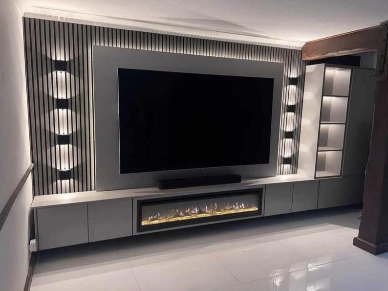 Media Wall Package - Acoustic Panels - TV Panel - 4m Floating Unit - 60 ...