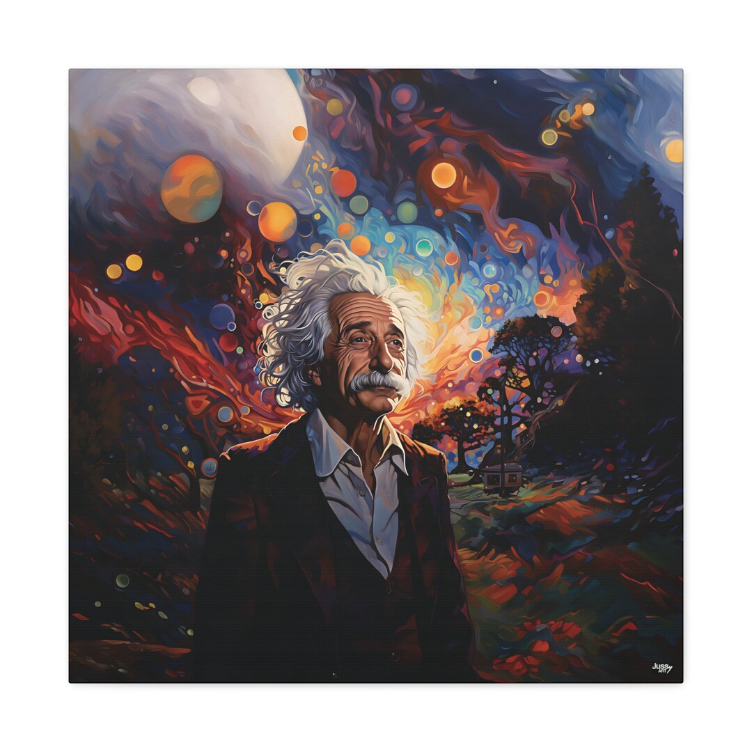 Einstein's Lunar Intellect Wall Art, Moonlit Decor, Genius Portrait ...