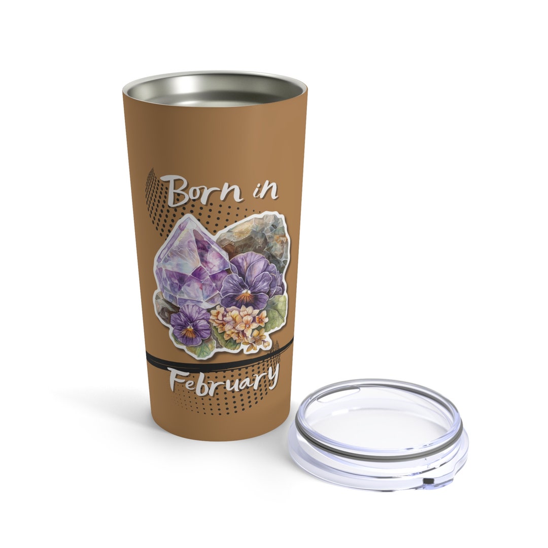 Birth Month Tumbler FEBRUARY: Gemstones, Flowers, Personalized Elegance ...
