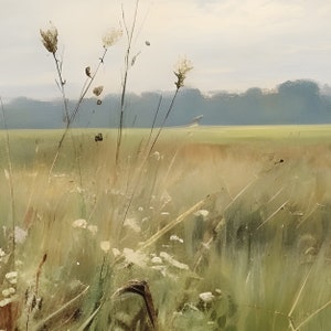 Meadow Landscape Art Print| Printable Wall Decor | Grassy Field ...