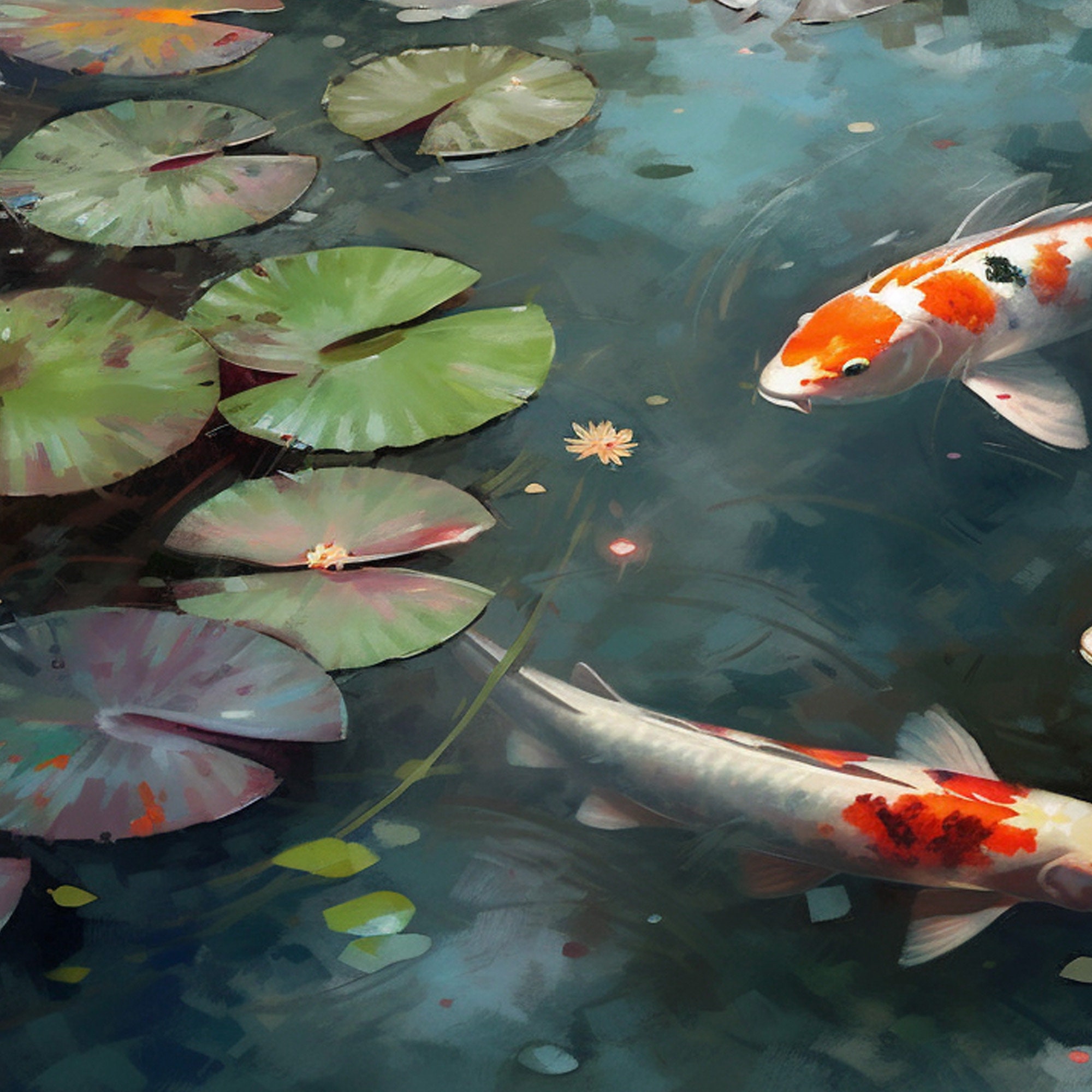 Printable Wall Art Koi Fish Painting Digital Download Art Living Room ...