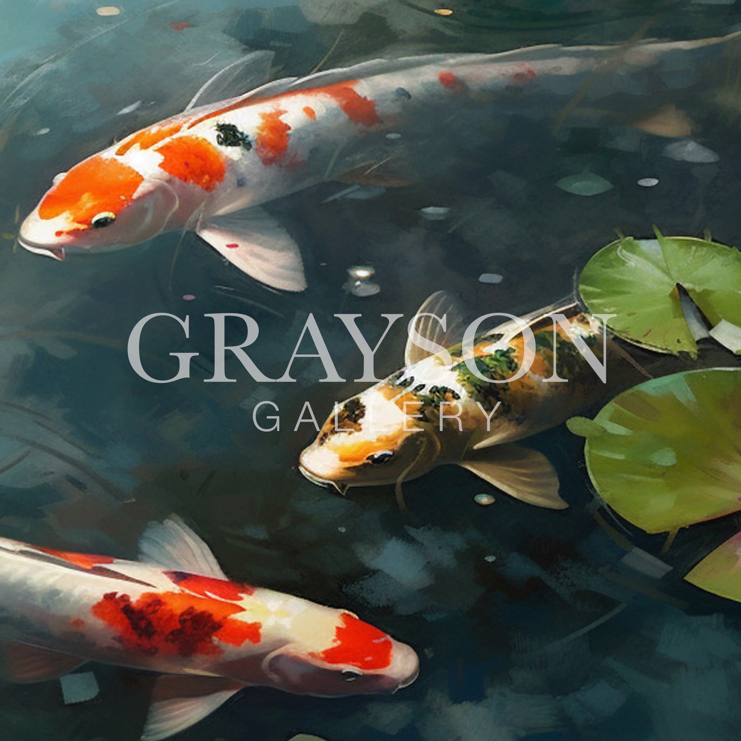Printable Wall Art Koi Fish Painting Digital Download Art Living Room ...