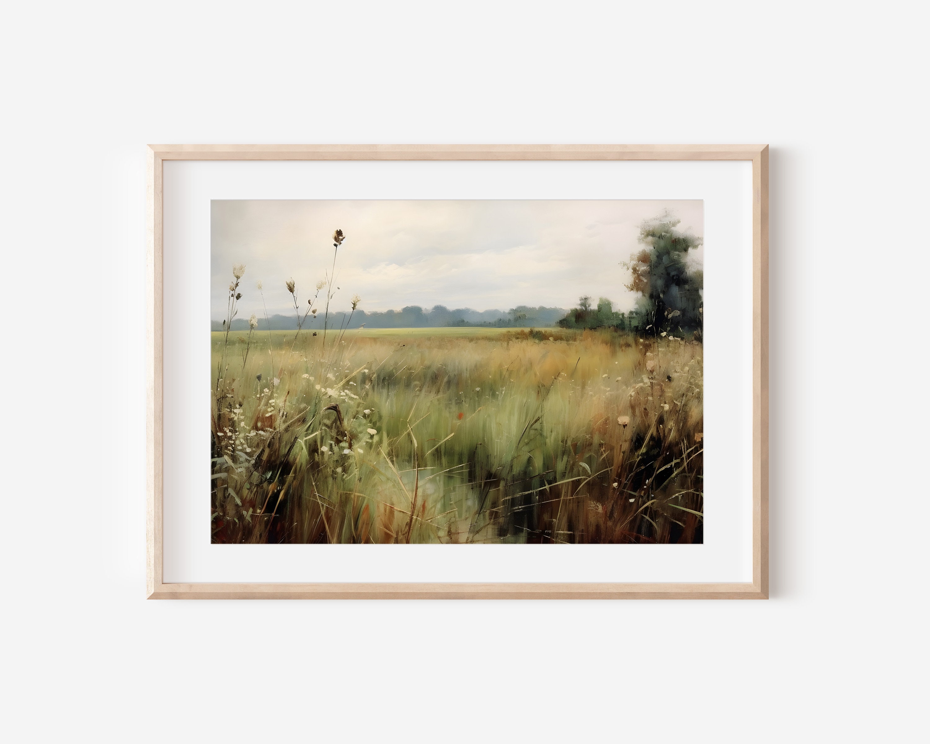 Meadow Landscape Art Print| Printable Wall Decor | Grassy Field ...
