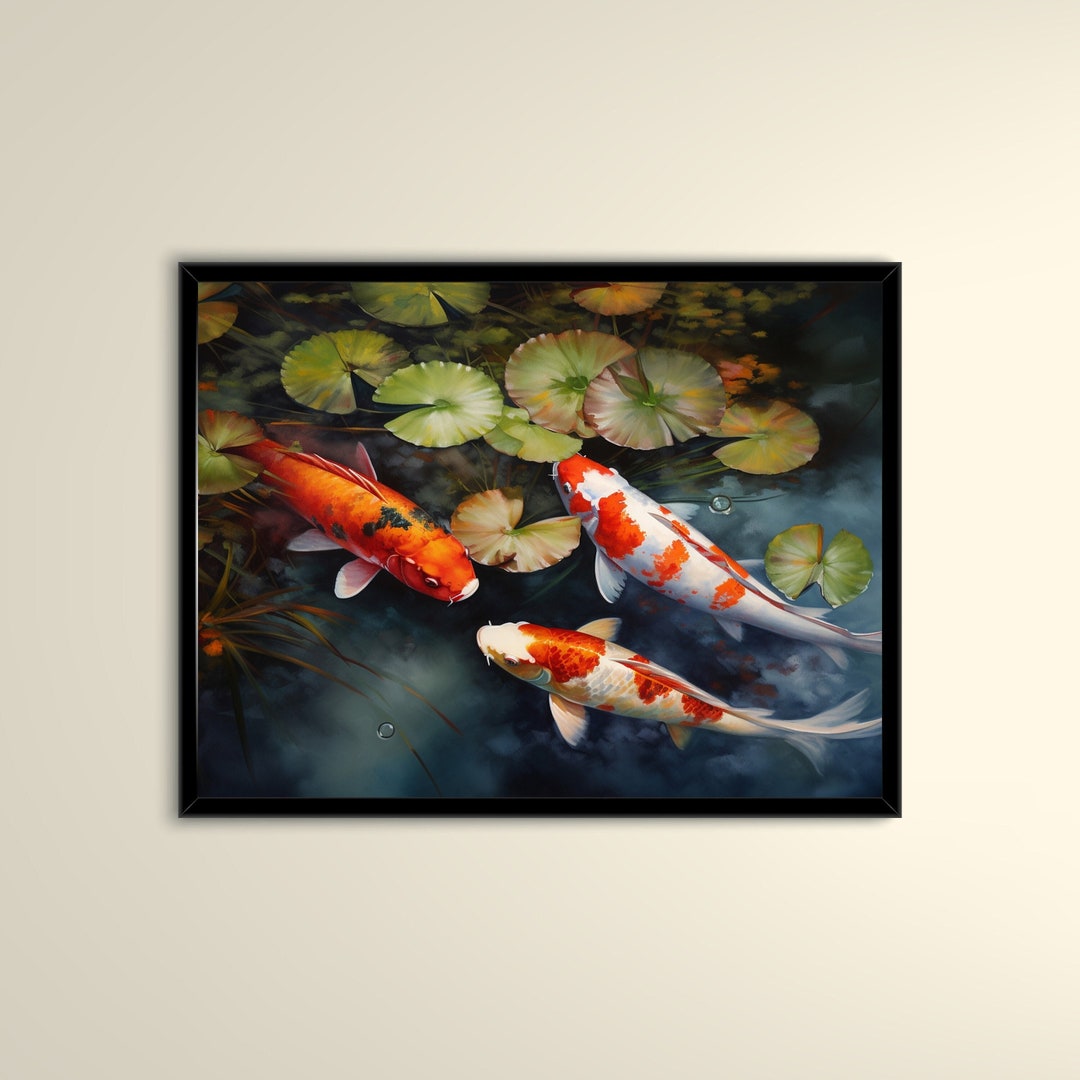 Printable Art Koi Pond Painting Koi Fish Print Wall Art for Living Room ...