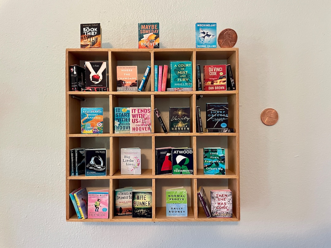 Miniature Bookshelf With 40 Custom Mini Books, Tiny Books, Dollhouse ...