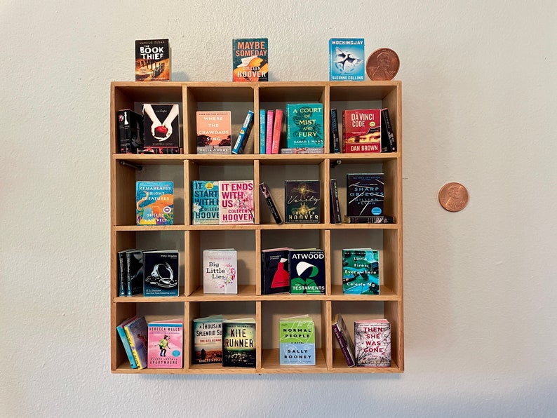 Miniature Bookshelf With 40 Custom Mini Books, Tiny Books, Dollhouse Decor, Dollhouse Bookshelf ...