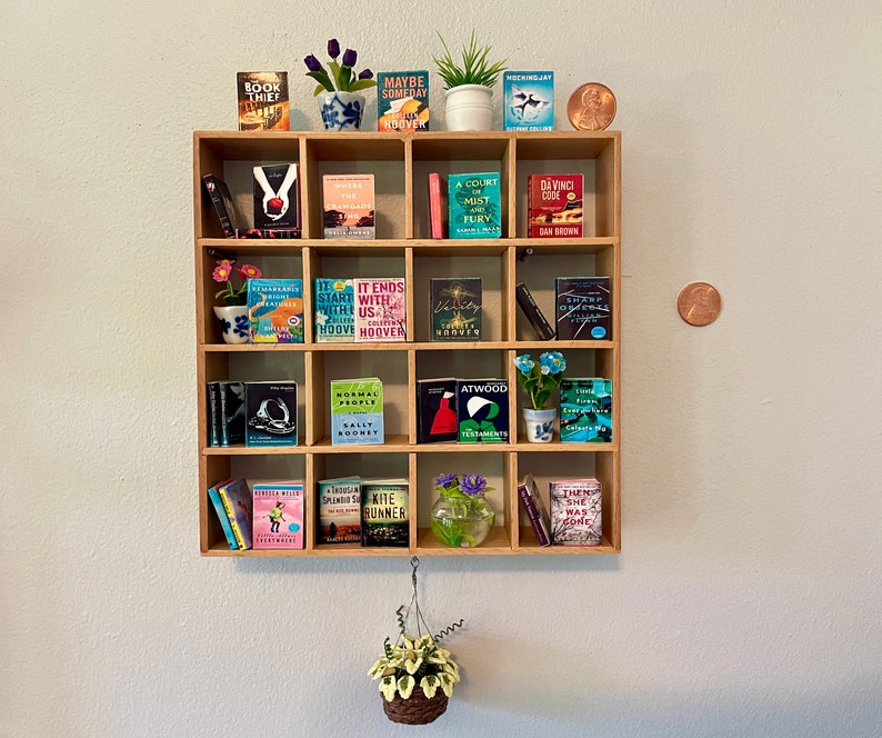 Miniature Wood Bookshelf With 30 Custom Mini Books 5 Mini - Etsy