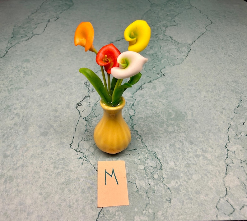 Handmade Miniature Poly Clay Flower Bouquets, 1:12 Scale Hand Painted ...