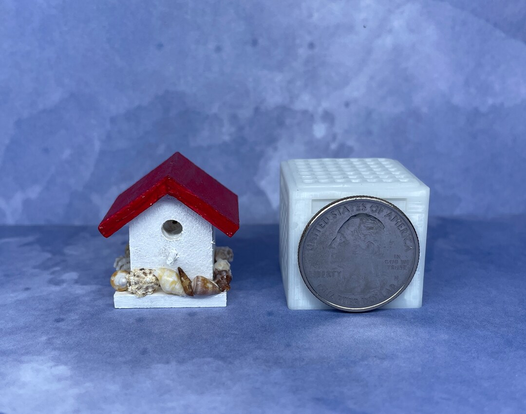 Miniature Wooden Hand Painted Birdhouse for Dollhouse, Beach Themed ...