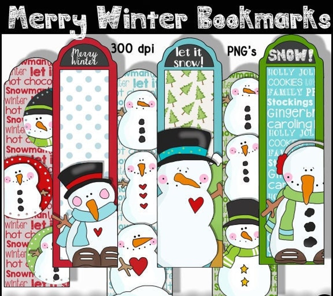 Christmas Winter Bookmark Set Downloadable - Etsy
