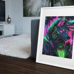 Cyberpunk Neon Furry Art: Cyberpunk Fursona Wall Art Home Decor Furry ...