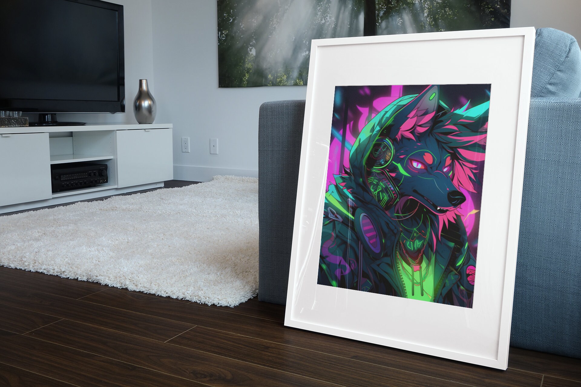Cyberpunk Neon Furry Art: Cyberpunk Fursona Wall Art Home Decor Furry ...