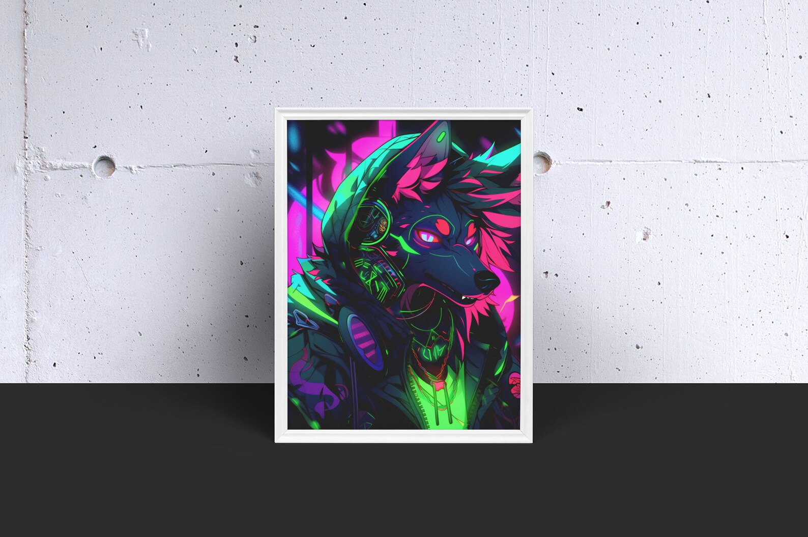 Cyberpunk Neon Furry Art: Cyberpunk Fursona Wall Art Home Decor Furry ...