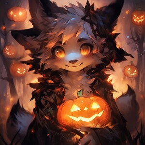Halloween Furry Wall Art Commission: Unique Masterpieces Halloween Gift ...