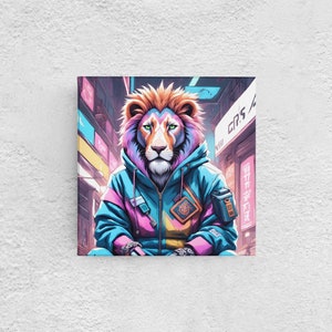 Cyberpunk Lion Neon Furry Art: Cyberpunk Fursona Wall Art Home Decor ...