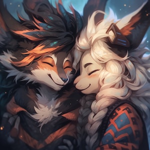 Furry Couple Commission Digital Painting Masterpiece Couple Fursona ...