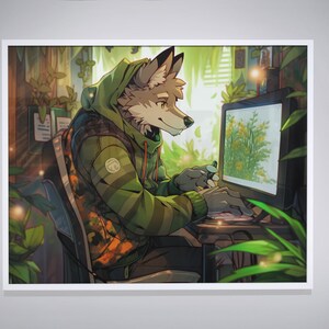 Furry Art Print: Fursona Laptop Print Furry Art Piece Anthro Home Decor ...