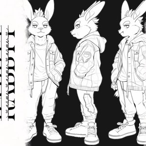 Feral Cool Rabbit Base Cute Furry: Chill Bunny Fursona Furry Base Adopt ...