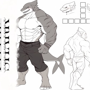 Strong Shark Base Cute Furry Aquatic Template: Shark Fursona Furry Base ...