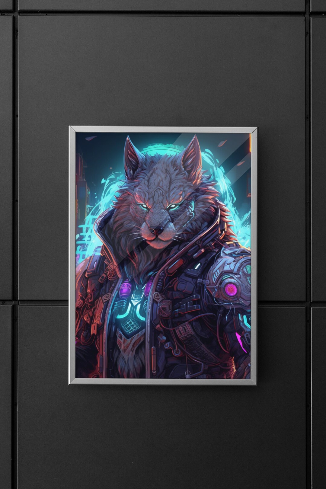 Cyberpunk Neon Furry Art: Cyberpunk Fursona Wall Art Home Decor Furry ...