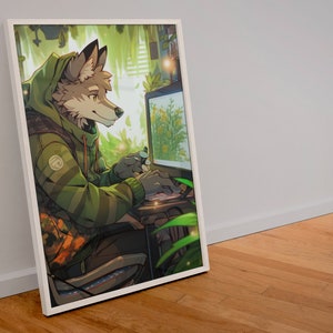 Furry Art Print: Fursona Laptop Print Furry Art Piece Anthro Home Decor ...