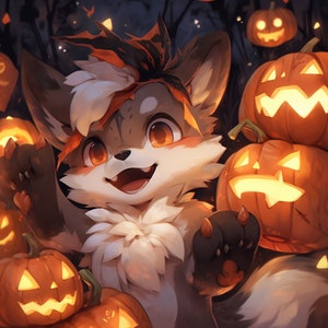 Halloween Furry Wall Art Commission: Unique Masterpieces Halloween Gift ...