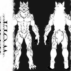 Feral Anthro Wolf Base Fursona Furry: Savage Wolf Fursona Furry Base ...