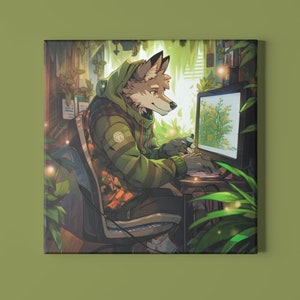 Furry Art Print: Fursona Laptop Print Furry Art Piece Anthro Home Decor ...