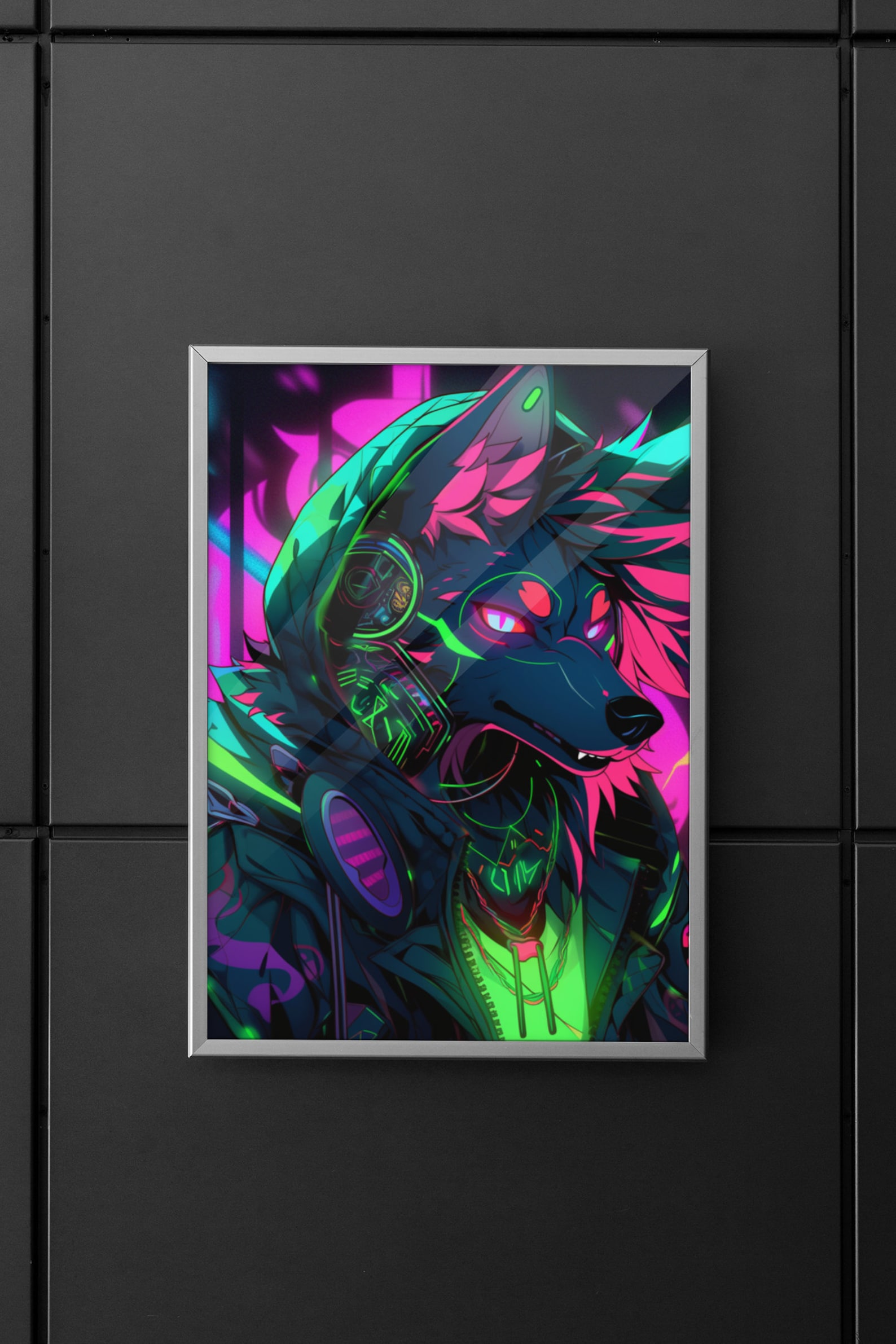 Cyberpunk Neon Furry Art: Cyberpunk Fursona Wall Art Home Decor Furry ...