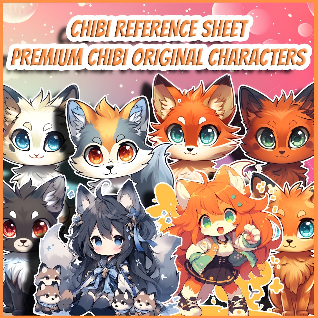 Chibi Reference Sheet - Cute Chibi Furry / Anthro / Fursona/ Custom Character Illustration [YOUR ...