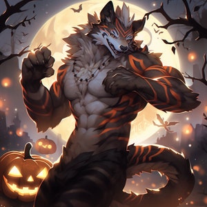 Halloween Furry Wall Art Commission: Unique Masterpieces Halloween Gift ...