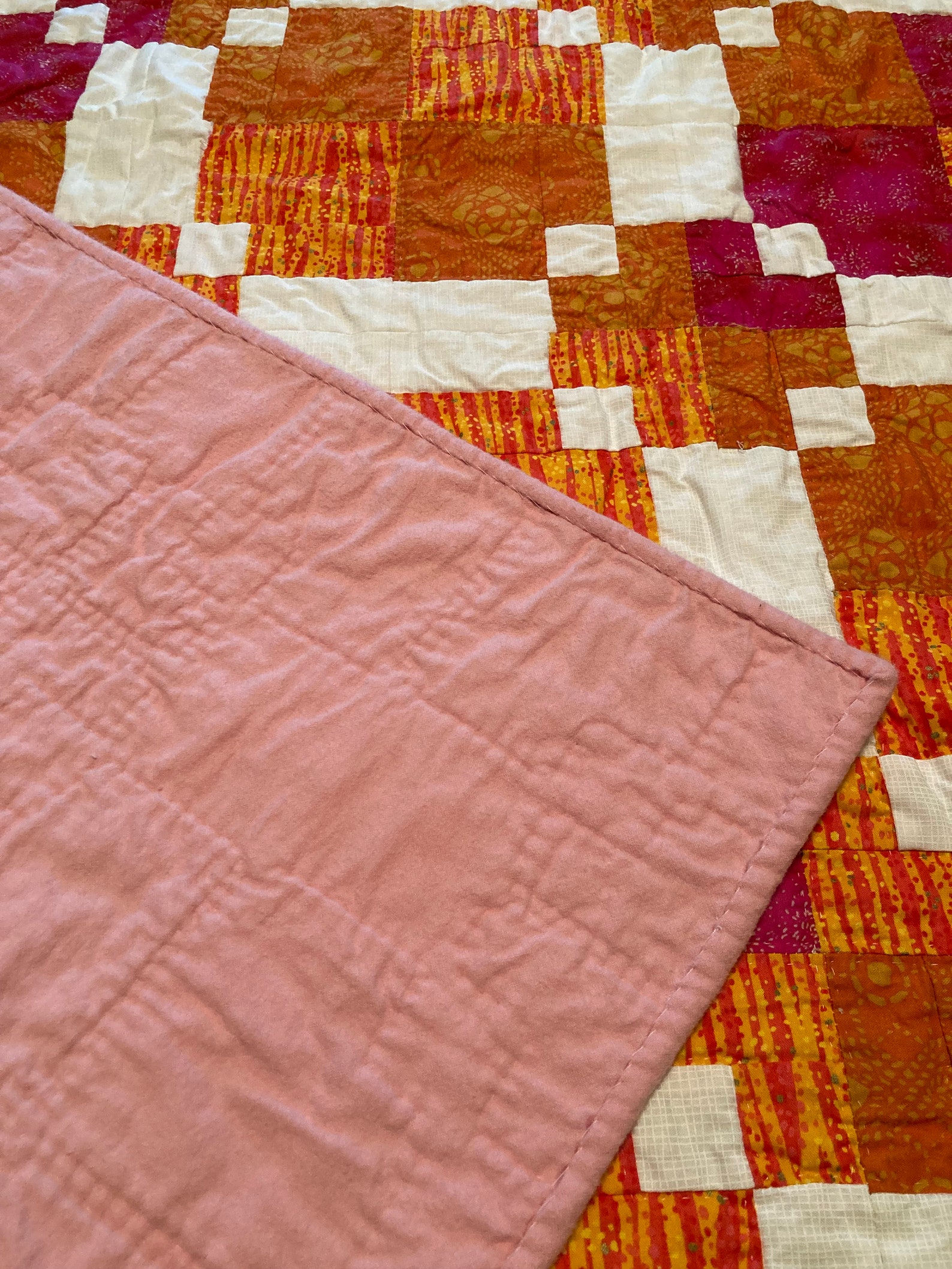 Vibrant Orange and Pink Quilt - Etsy