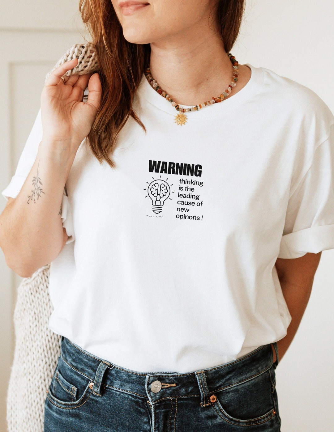 Unisex Anti-group Think Warning T-shirt - "thinking Might Lead to New ...